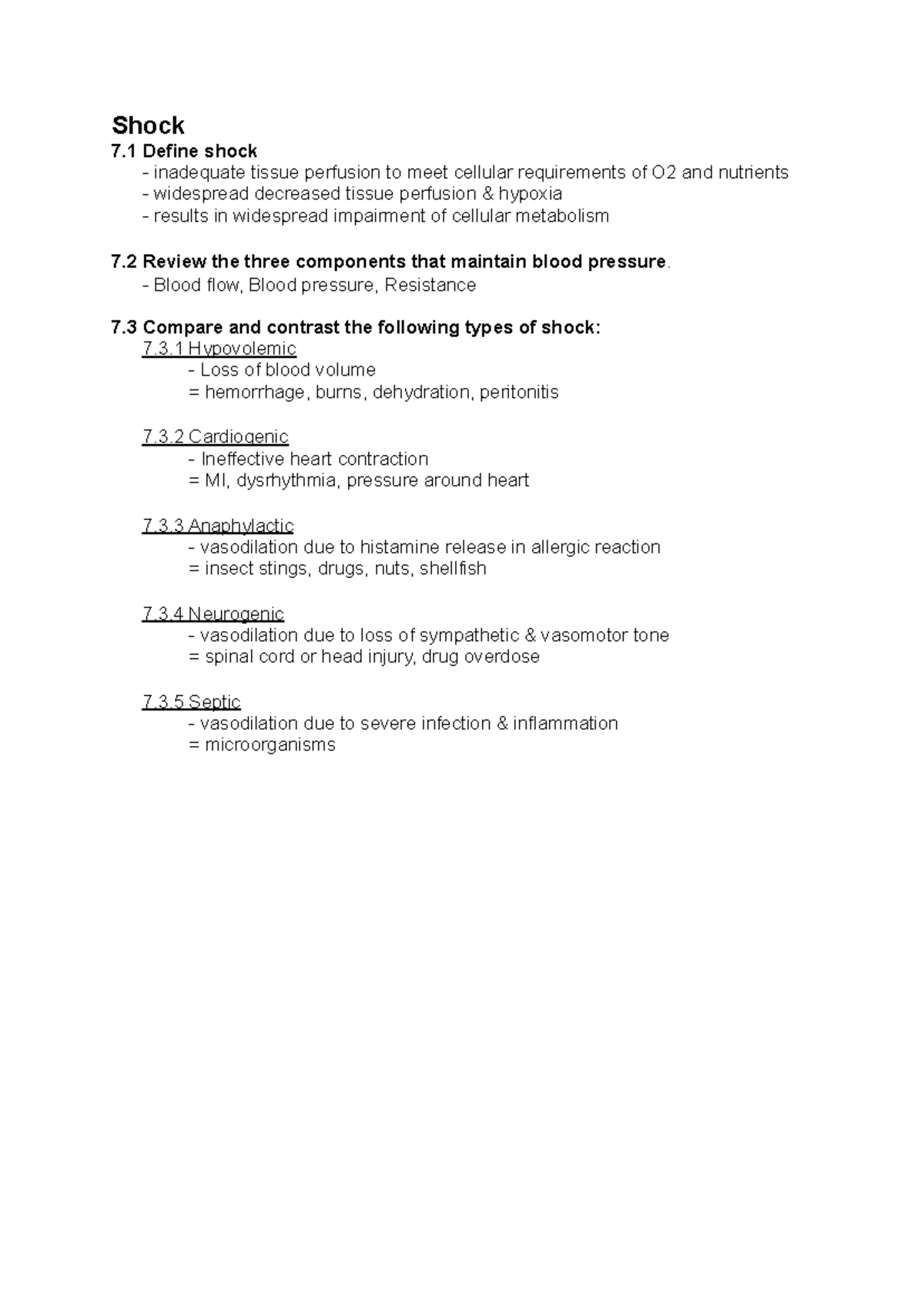 Shock - note - Shock 7 Define shock - inadequate tissue perfusion to ...