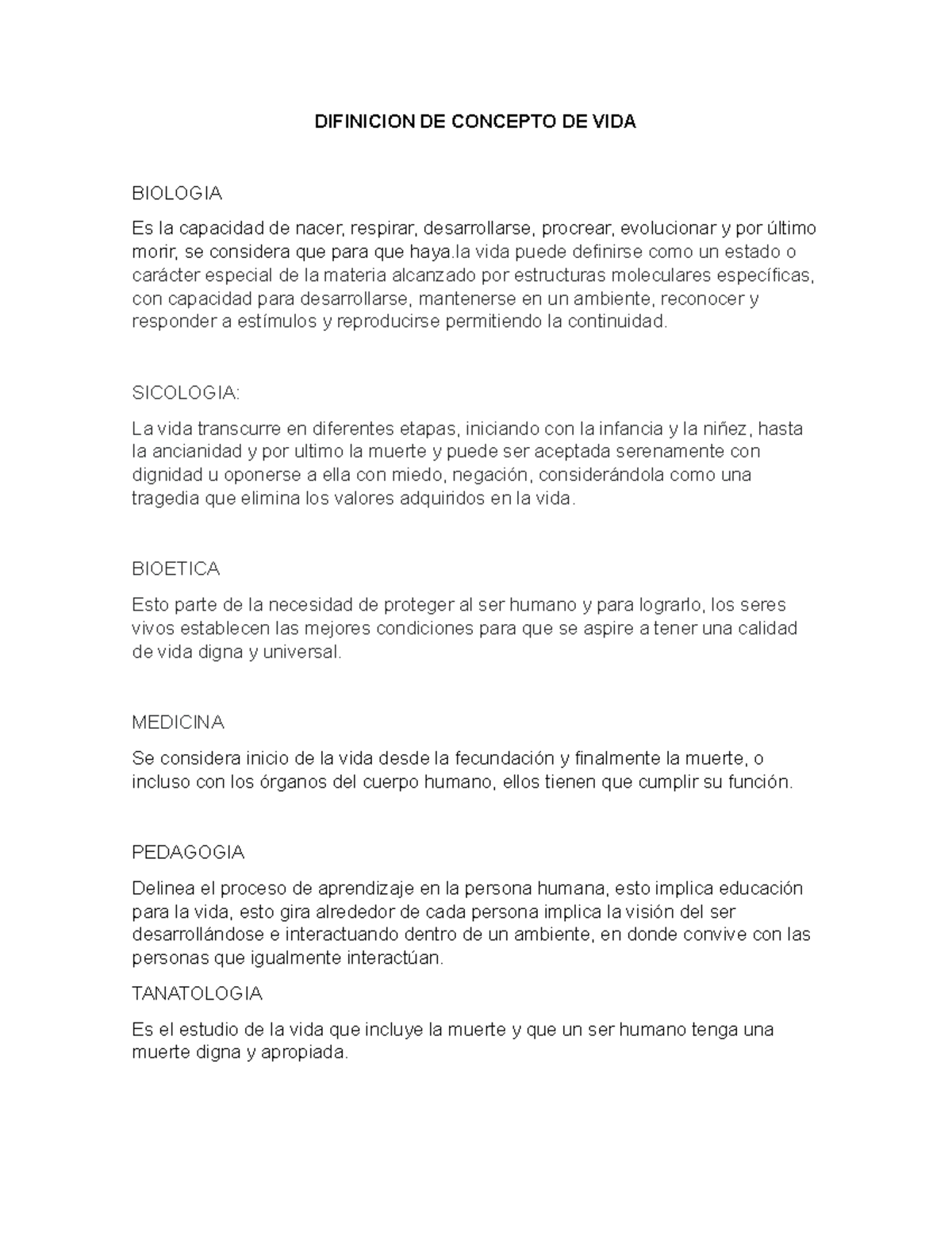 Difinicion DE Concepto DE VIDA - DIFINICION DE CONCEPTO DE VIDA ...