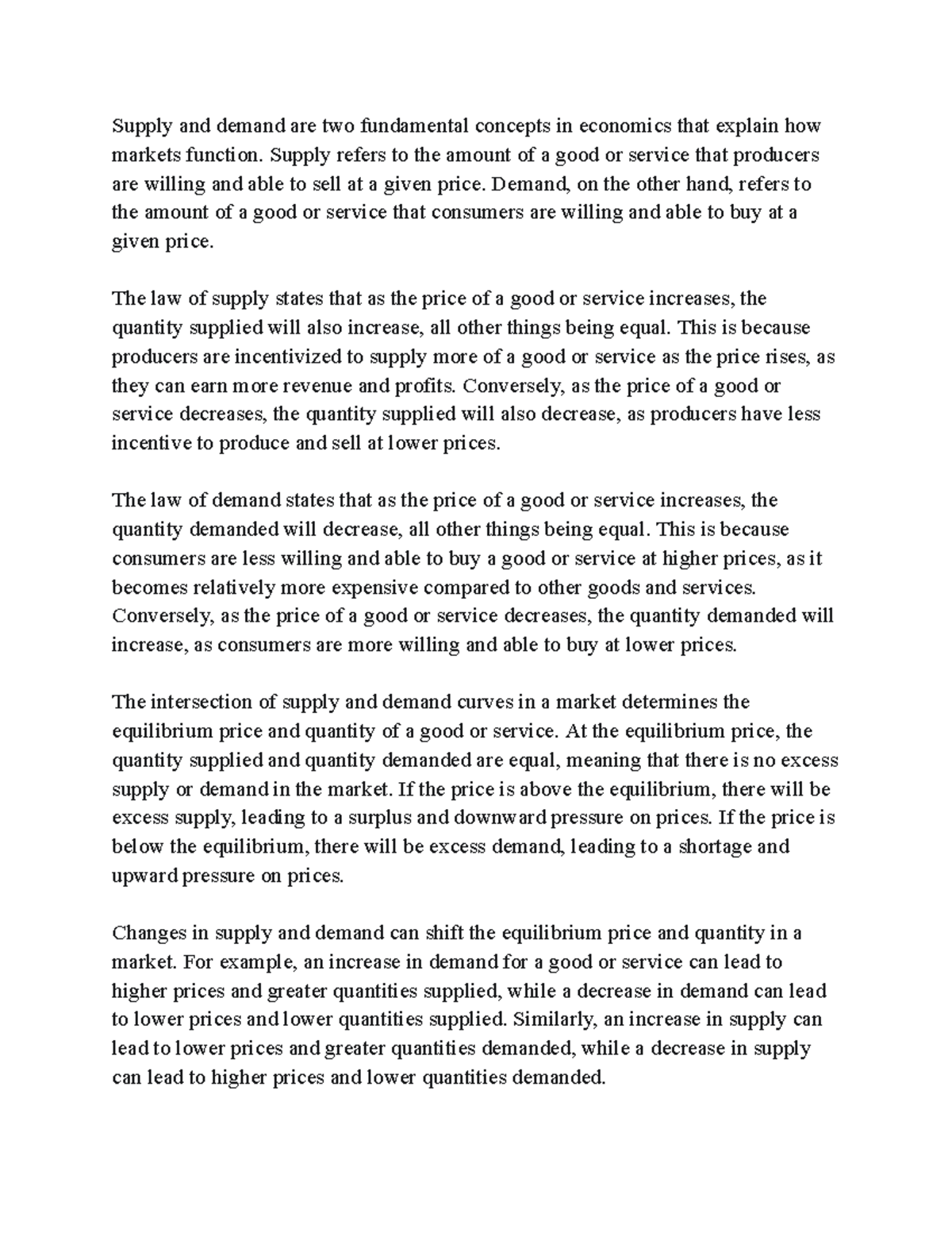 AP Macroeconomics Notes supply and demand - Supply and demand are two ...