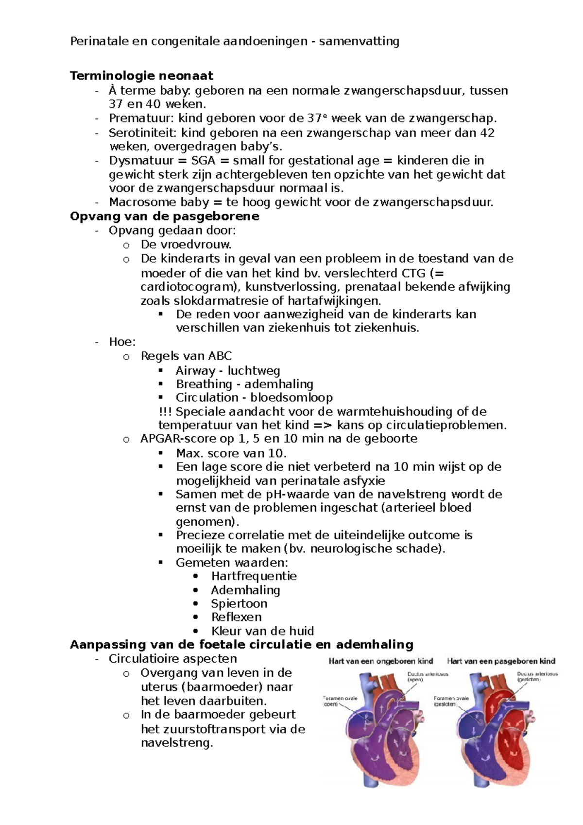 Samenvatting HC Perinatale en congenitale aandoeningen - Terminologie ...
