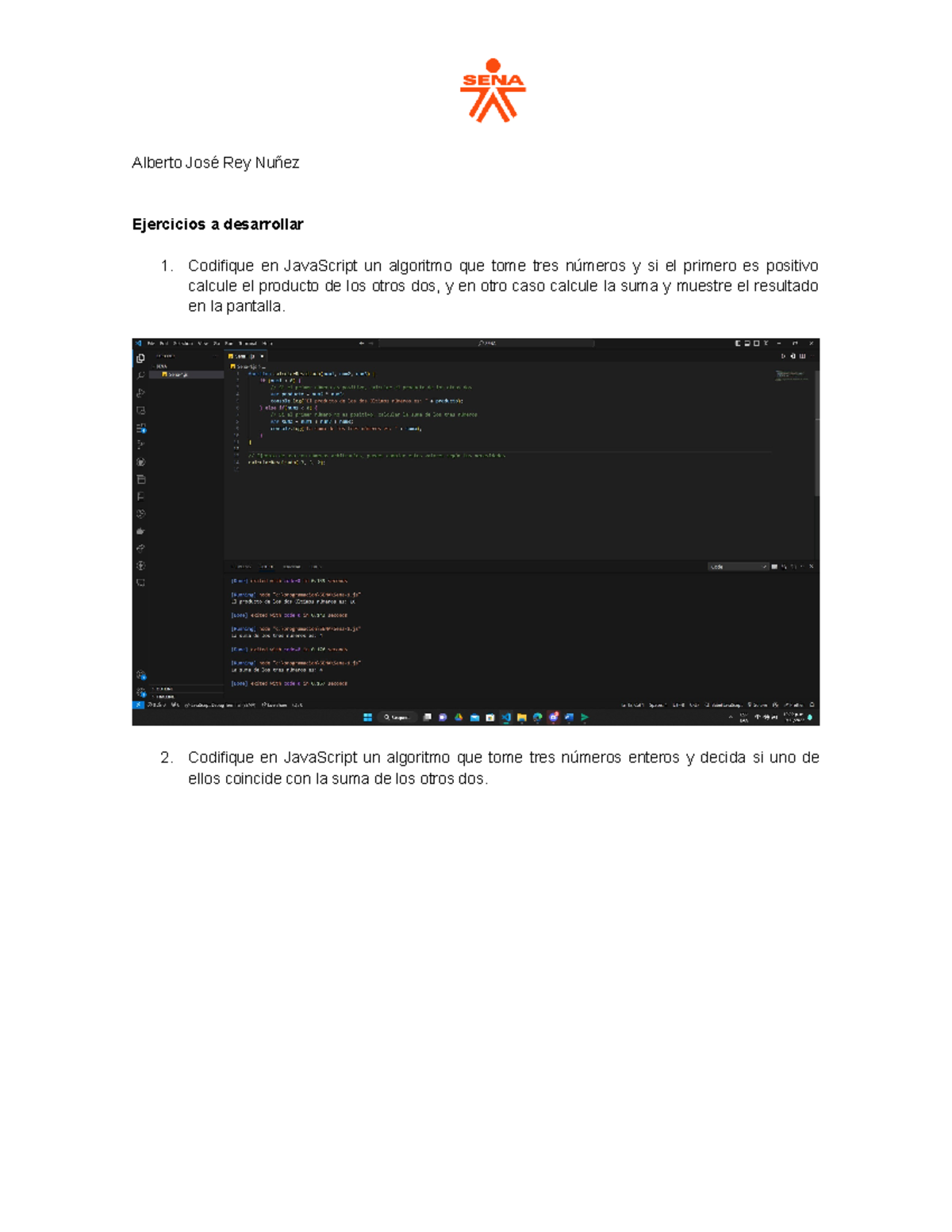 Anexo 03 Taller de aplicacion codificacion de algoritmos 220501096 AA3 - Alberto José Rey Nuñez ...