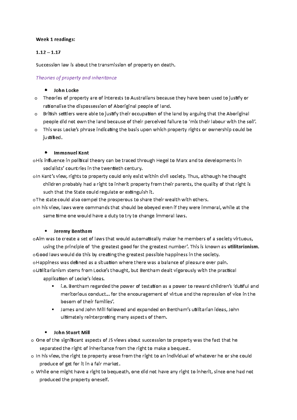 Succession reading notes - Week 1 readings: 1 – 1. Succession law is ...
