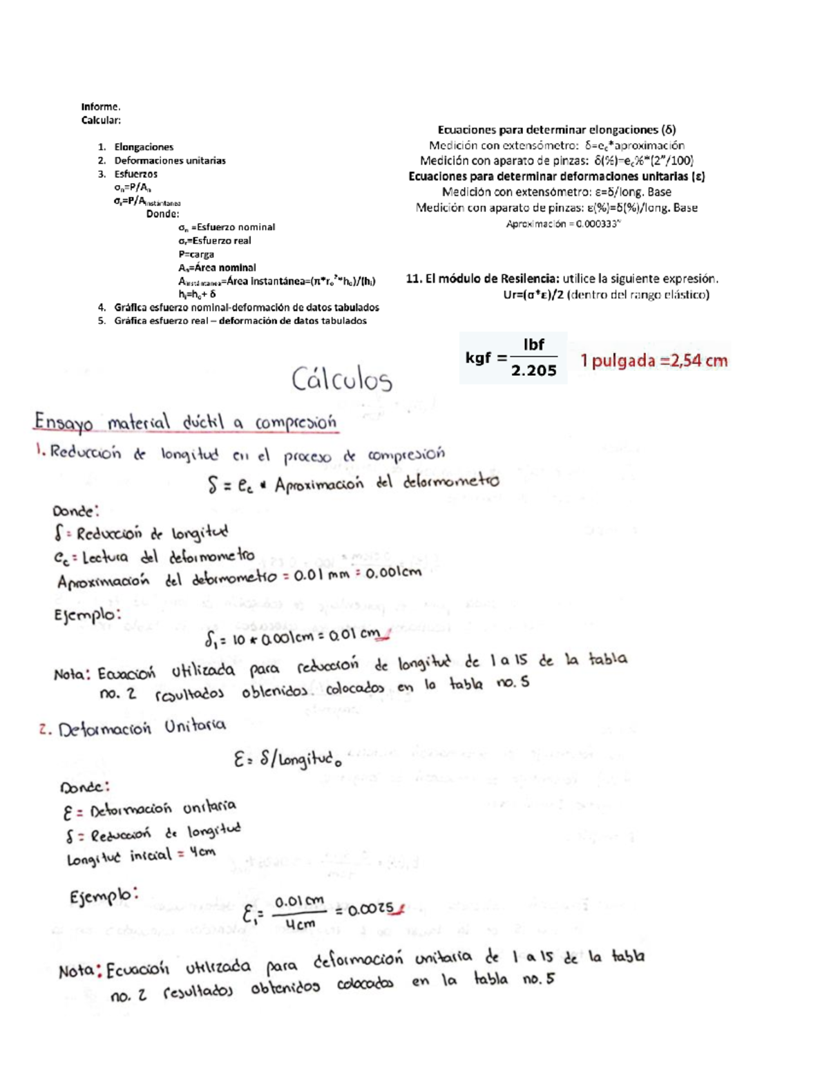 Formulario lab r1 - Resistance Of Materials 1 - Studocu