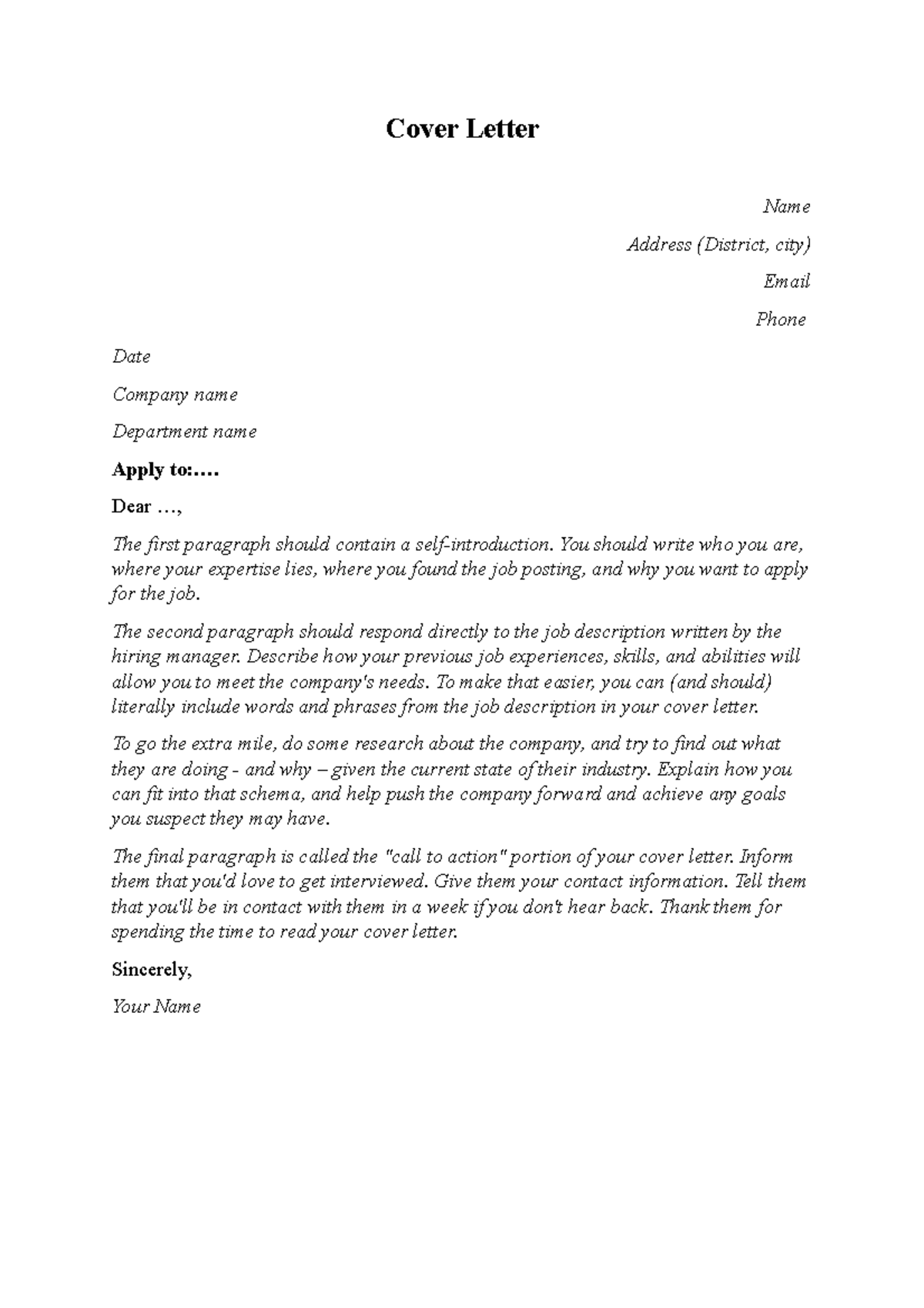 Résumé and Cover Letter Template Final - Cover Letter Name Address ...