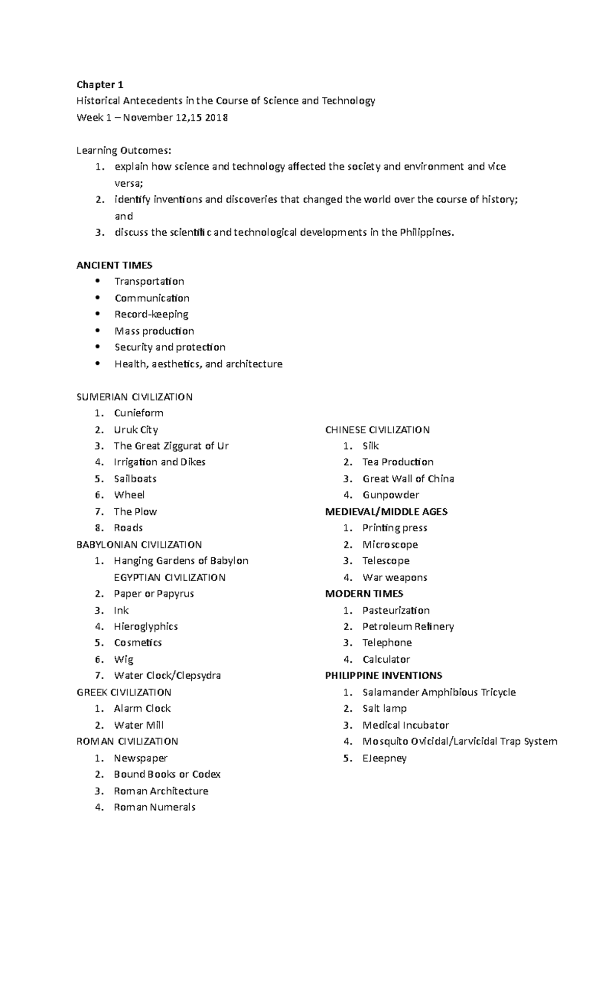 Chapter 1 - Lecture notes 1 - Chapter 1 Historical Antecedents in the ...