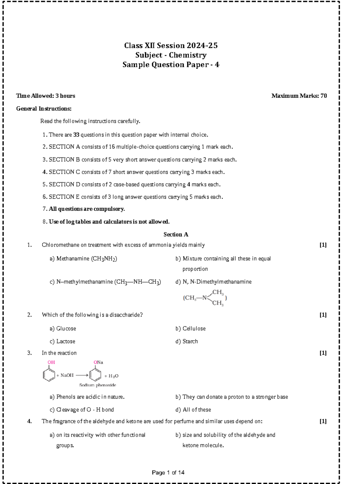 CHE S4 - notes - Time Allowed: 3 hours Maximum Marks: 70 General ...