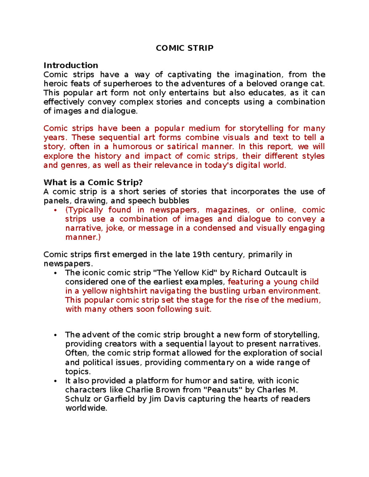 Comic Strip - COMIC STRIP Introduction Comic strips have a way of ...