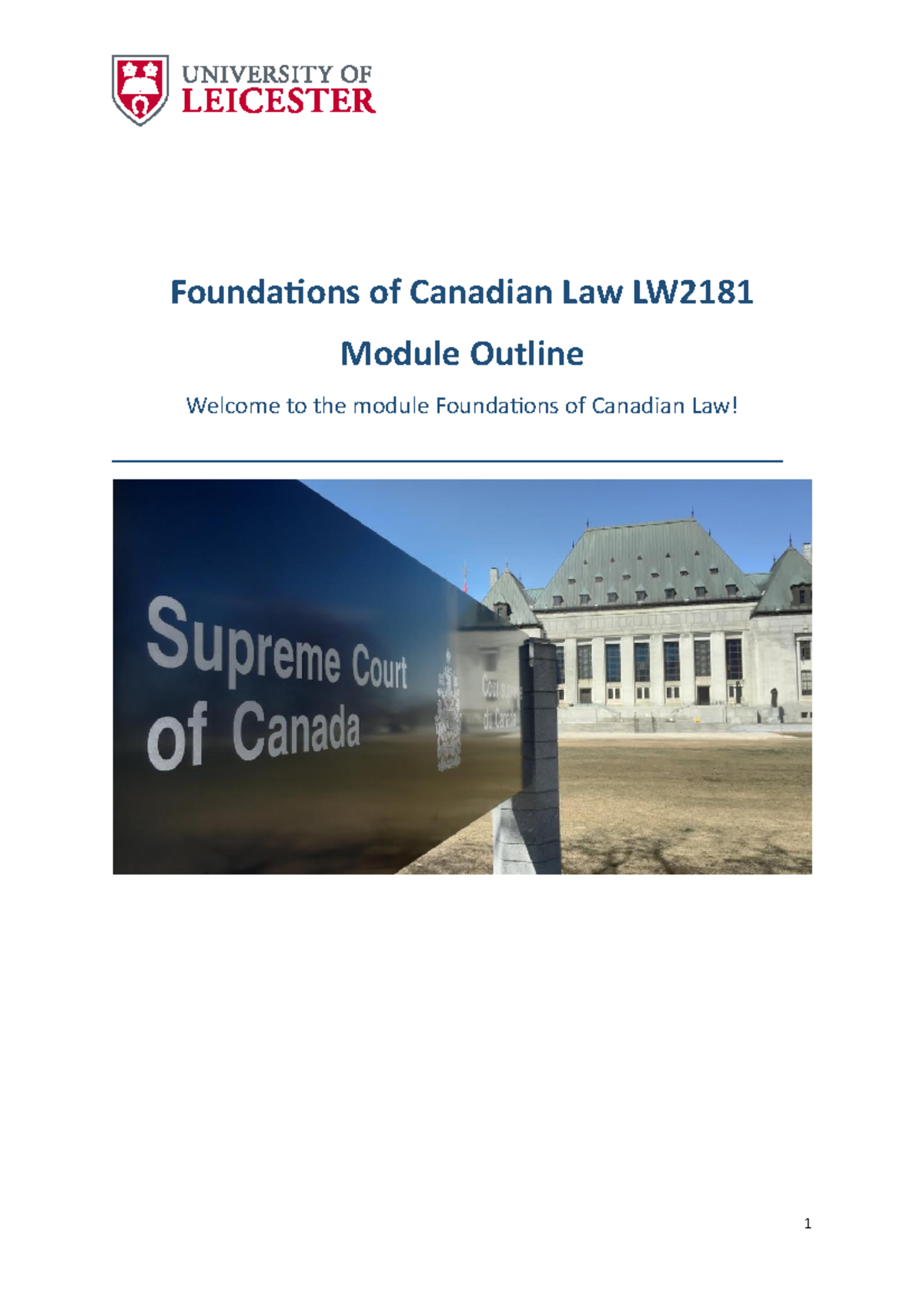 2020 Module Outline final - Foundations of Canadian Law LW Module ...