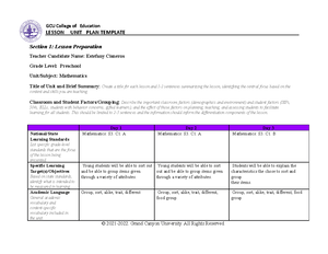 ECE 455 T5 Unit Plan Template 3daycoursework for math class ece 455 ...
