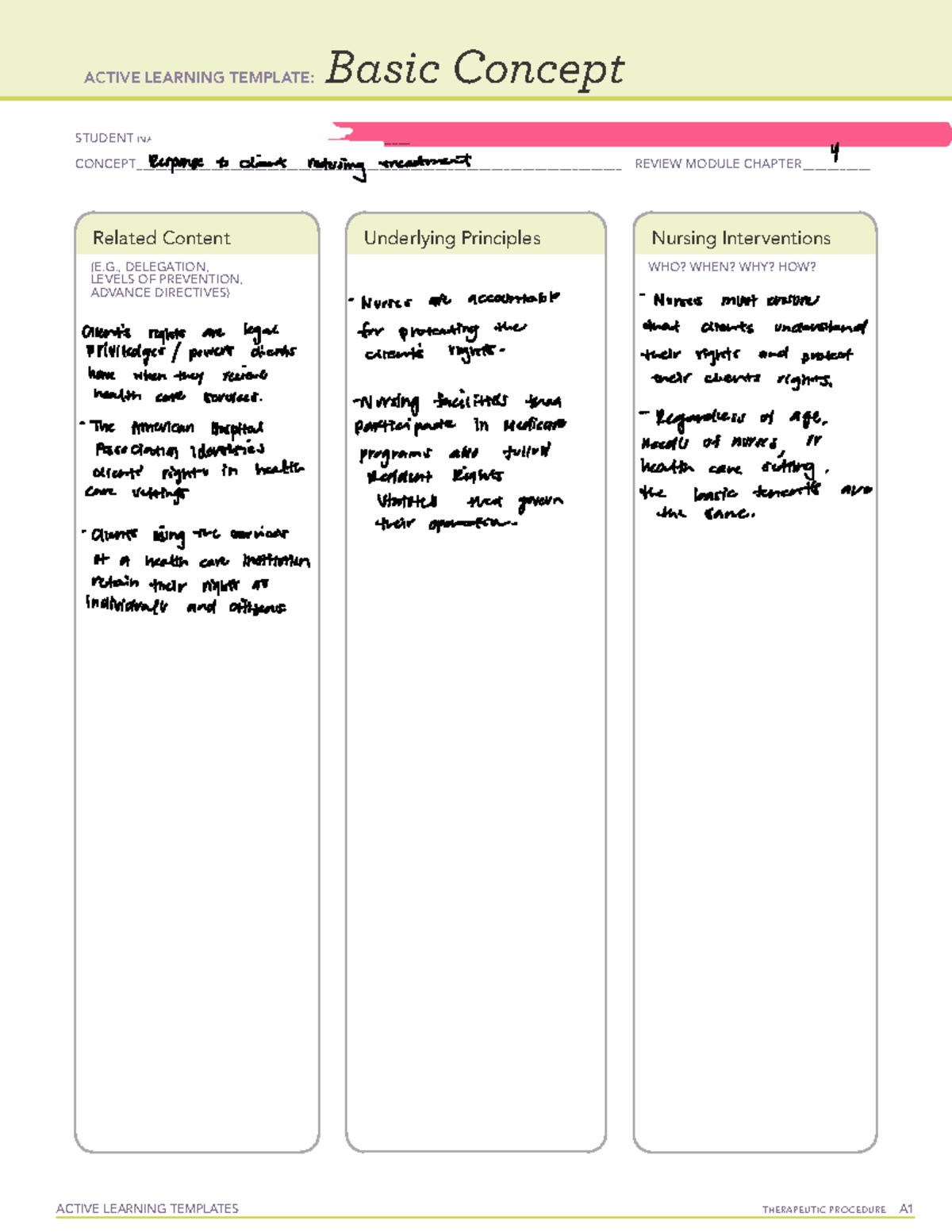 Client Rights - Nurse - ACTIVE LEARNING TEMPLATES THERAPEUTIC PROCEDURE ...