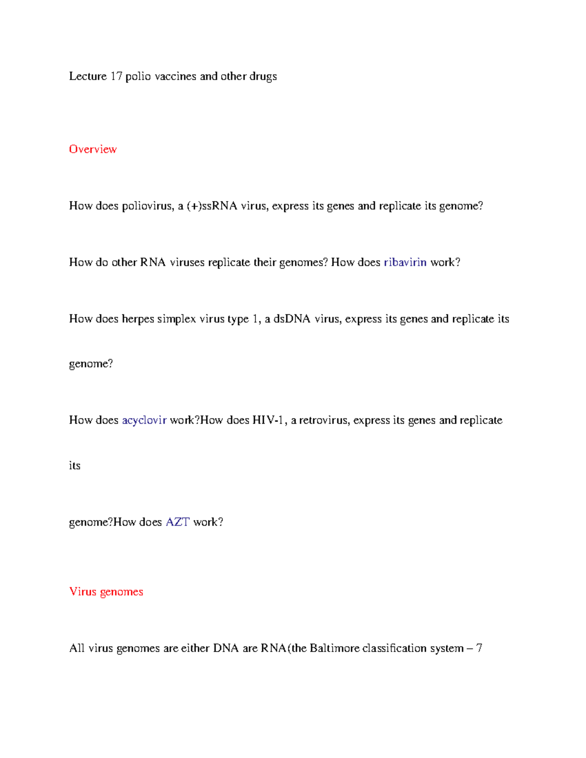 Lecture 17 polio vaccines and other drugs - Warning: TT: more functions defined than expected ...