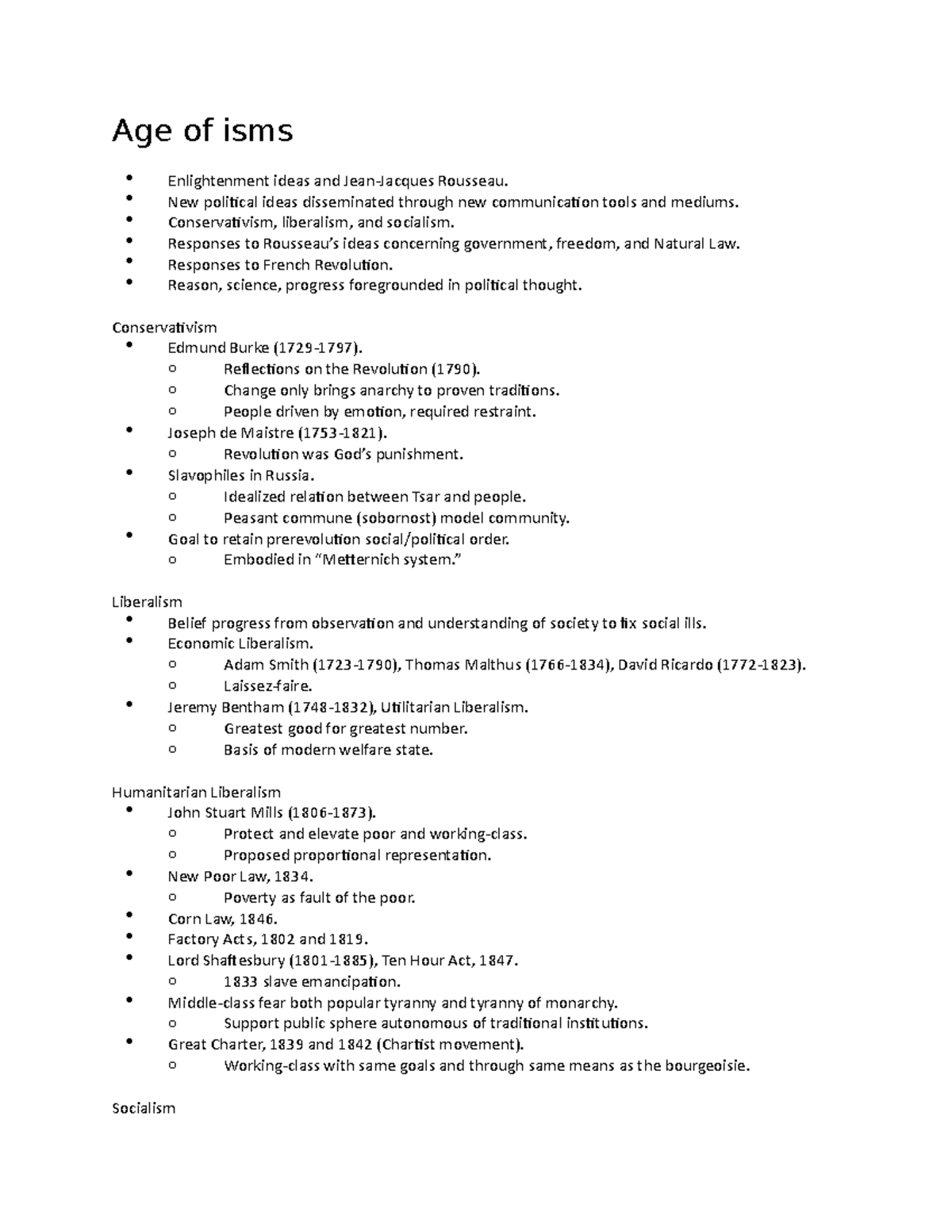 Lecture 5 - Age of isms - Age of isms Enlightenment ideas and Jean ...