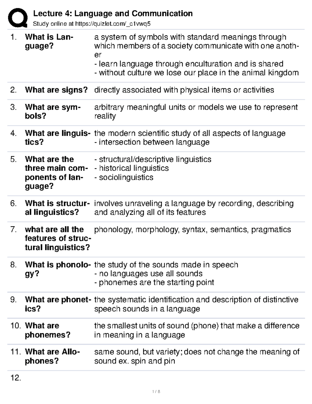 ANT 10CD Lecture 4: Quizlet - Study online at quizlet/_c1vwq What is ...