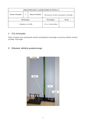 Fizyka 3 1 8 -Wyznaczanie współczynnika lepkości prawo Stokesa ...