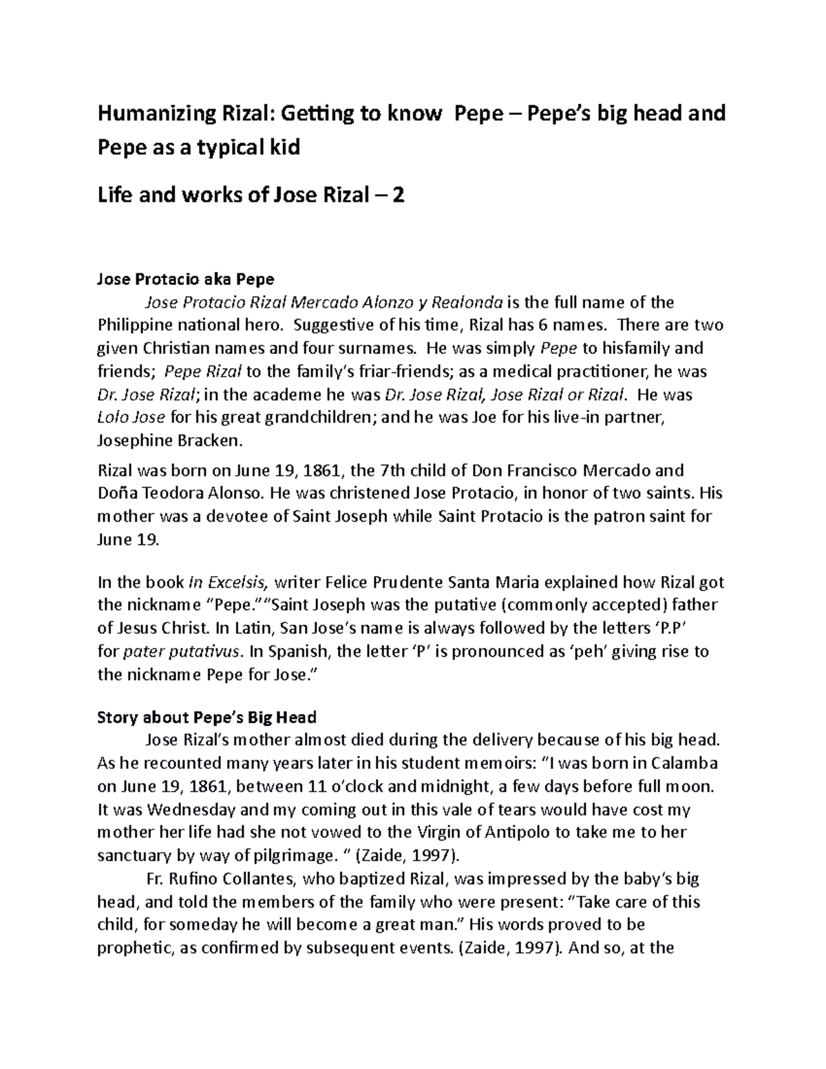 Life and works of Jose Rizal - 2 - Humanizing Rizal: Getting to know ...