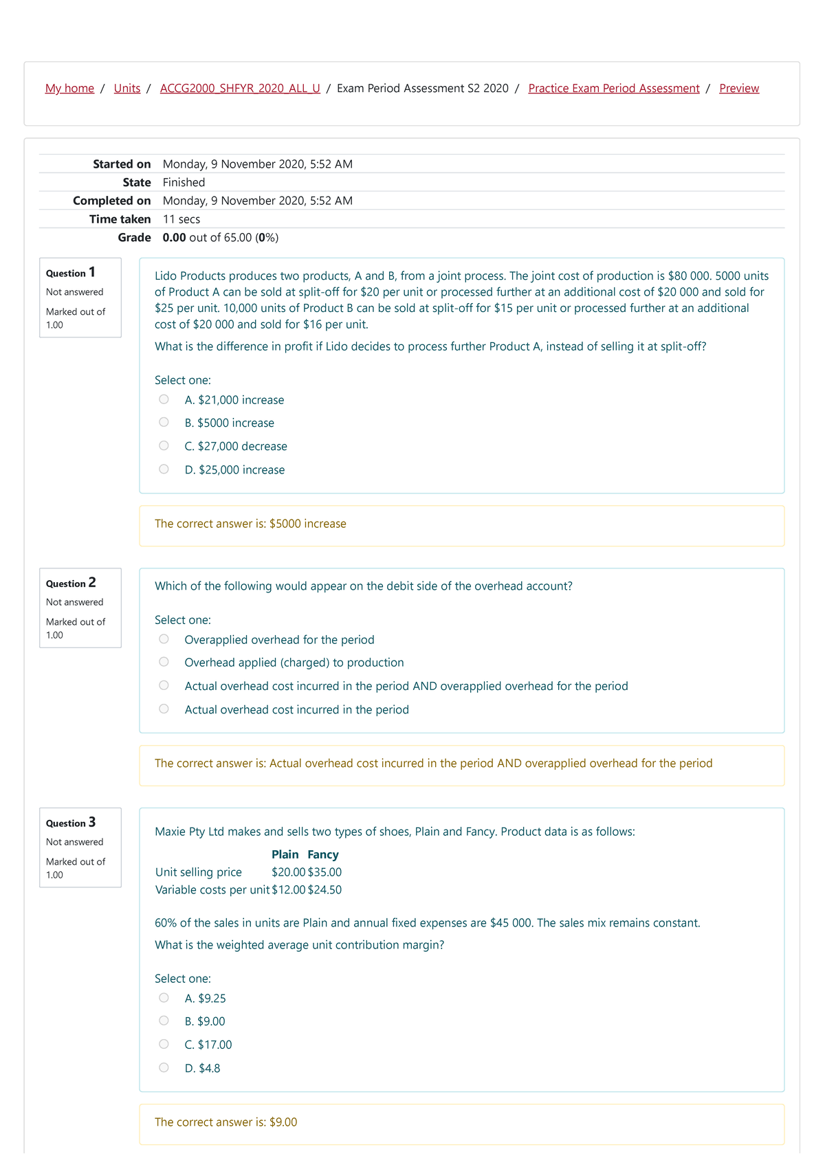 Practice Exam Period Assessment solutions 2020 s2 - My home / Units ...