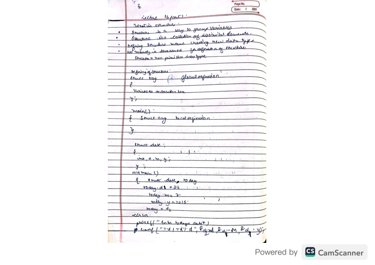 Structure lecture - CPSC 1150 - Studocu