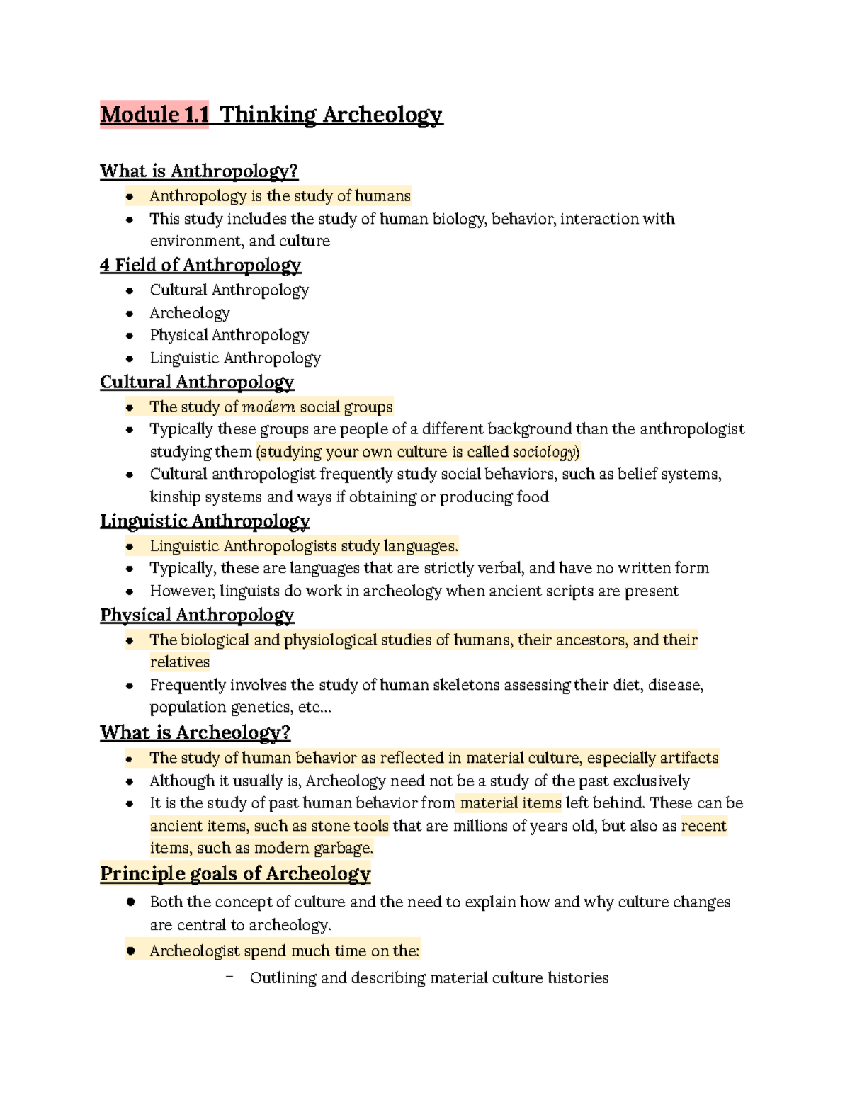 Reconstructing the Human Past ARCH 101 Notes - Module 1 Thinking ...
