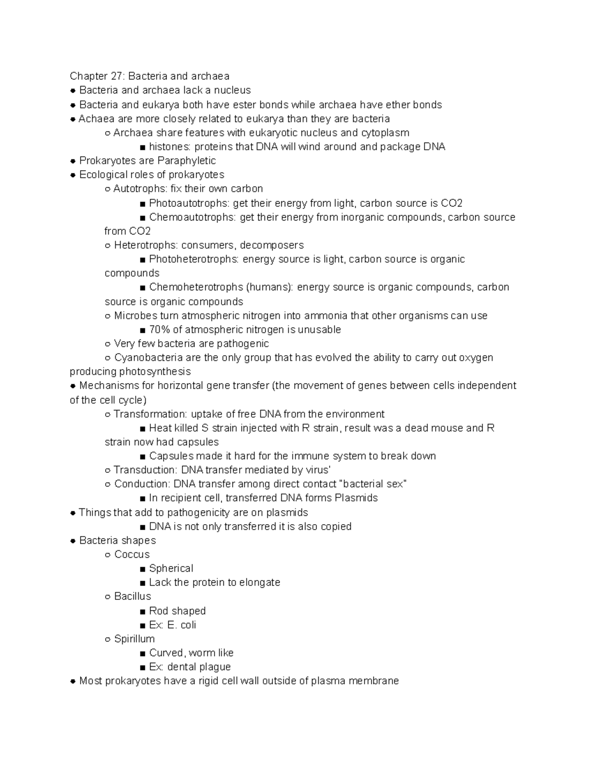 Bio 2 study guide Chapters 27 to 30 - Chapter 27: Bacteria and archaea ...
