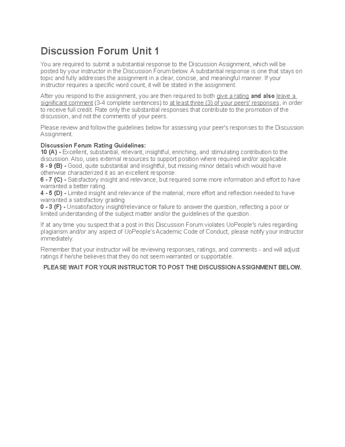 4. Discussion Forum Unit 1 - Discussion Forum Unit 1 You are required ...