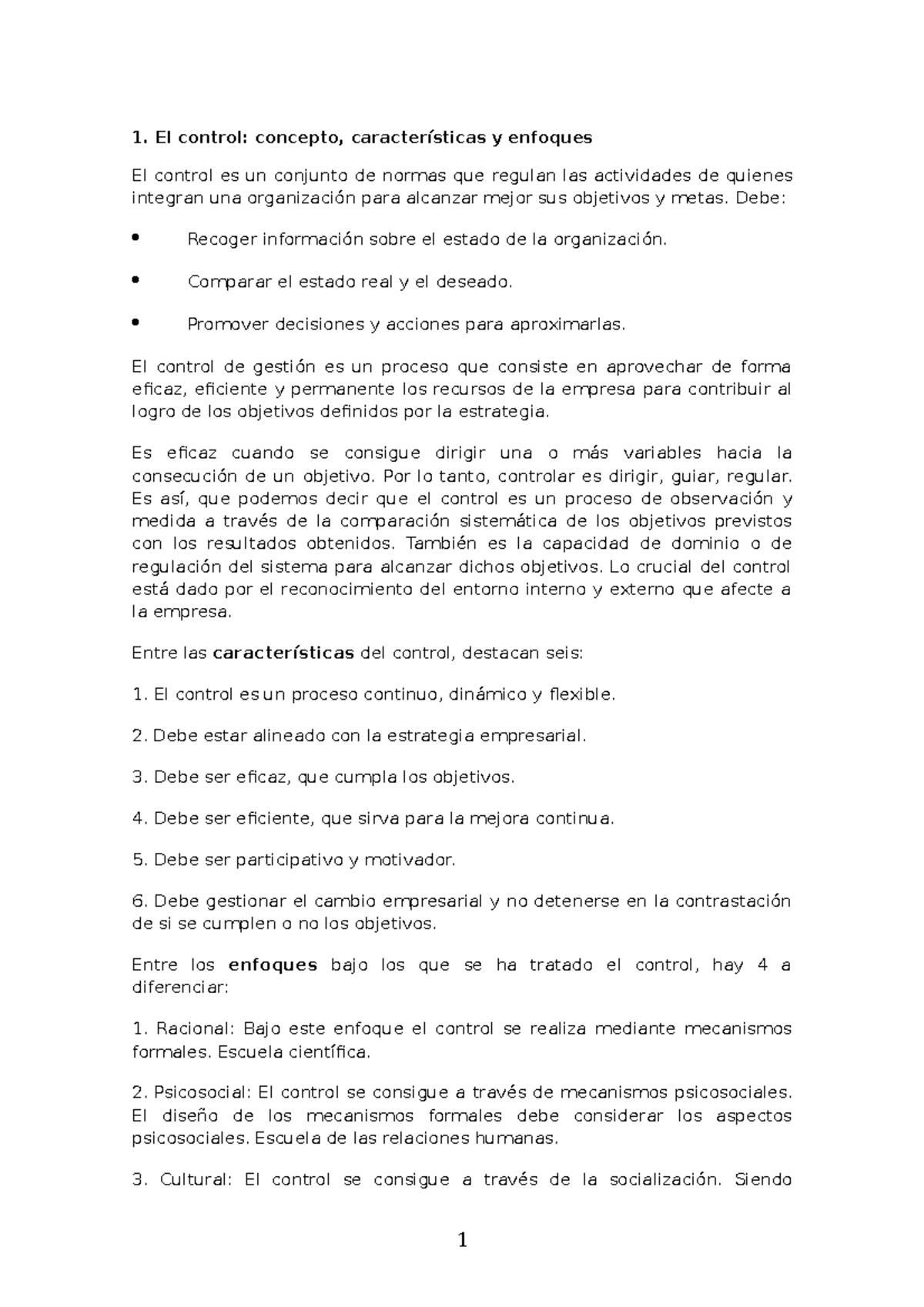 Taller Tema 1 - Apuntes 1 - 1. El control: concepto, características y ...