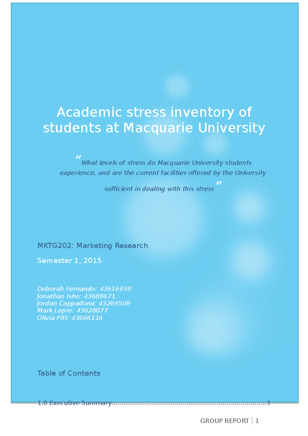 Sample final report - Academic stress inventory of students at ...