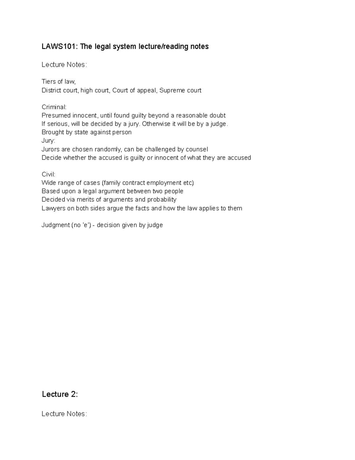 Law & Community - LAWS101: The legal system lecture/reading notes ...