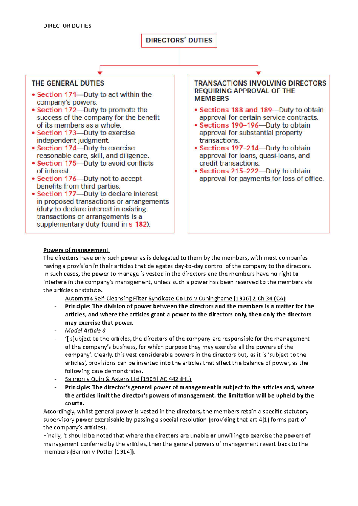 Directors Duties - Concise notes from revision textbook - DIRECTOR ...
