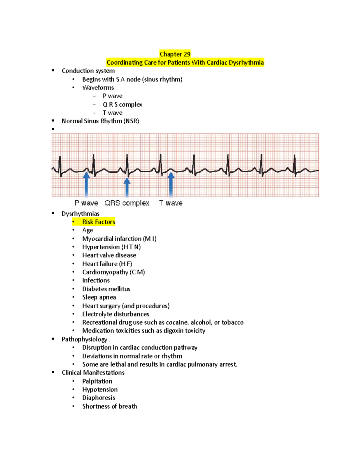 Chapter 29 Cardiac Dysrhythmias - Chapter 29 Coordinating Care for ...