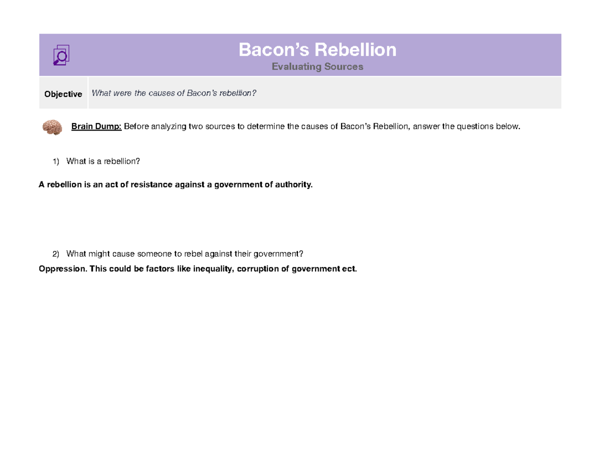 Evaluating Sources Bacon's Rebellion 3.0 - Bacon’s Rebellion Evaluating ...