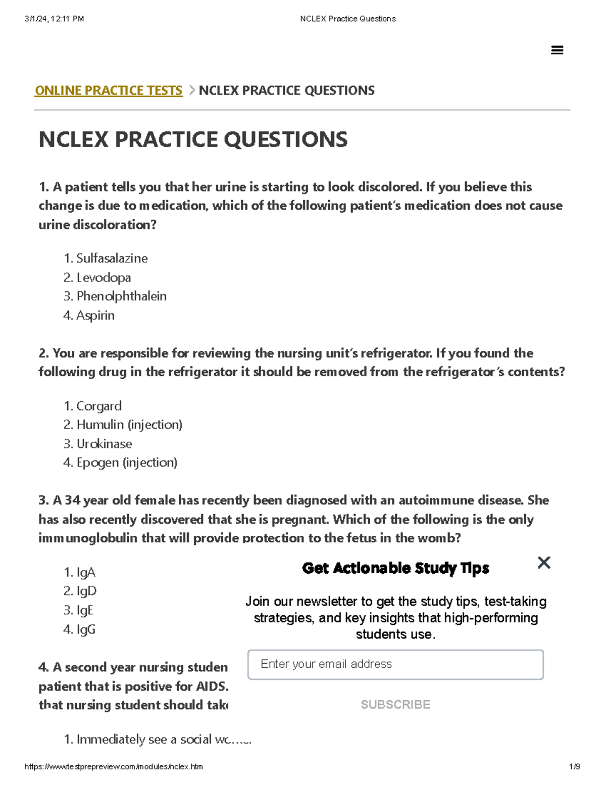 Nclex Practice Questions - ONLINE PRACTICE TESTS NCLEX PRACTICE ...