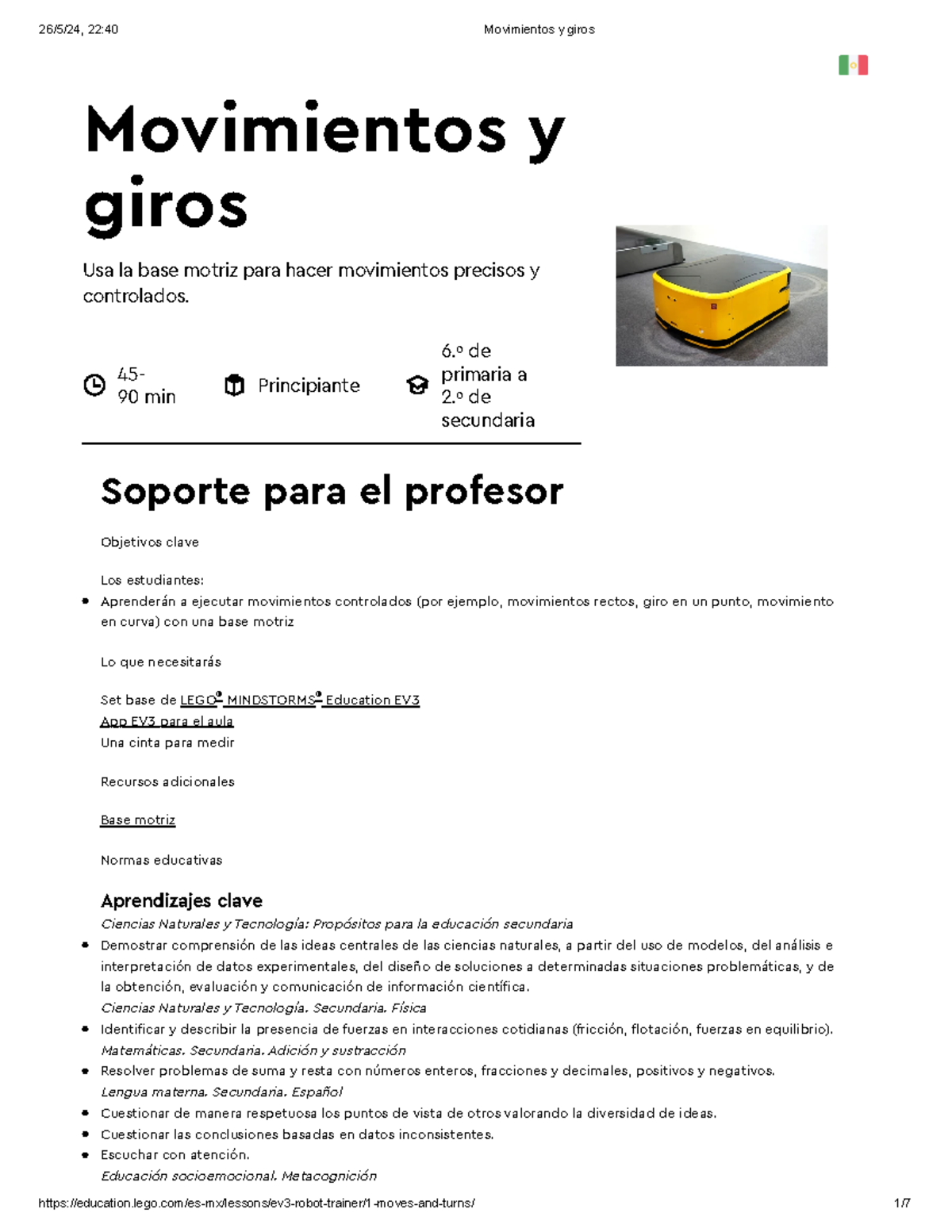 1. Movimientos y giros - Movimientos y giros Usa la base motriz para ...