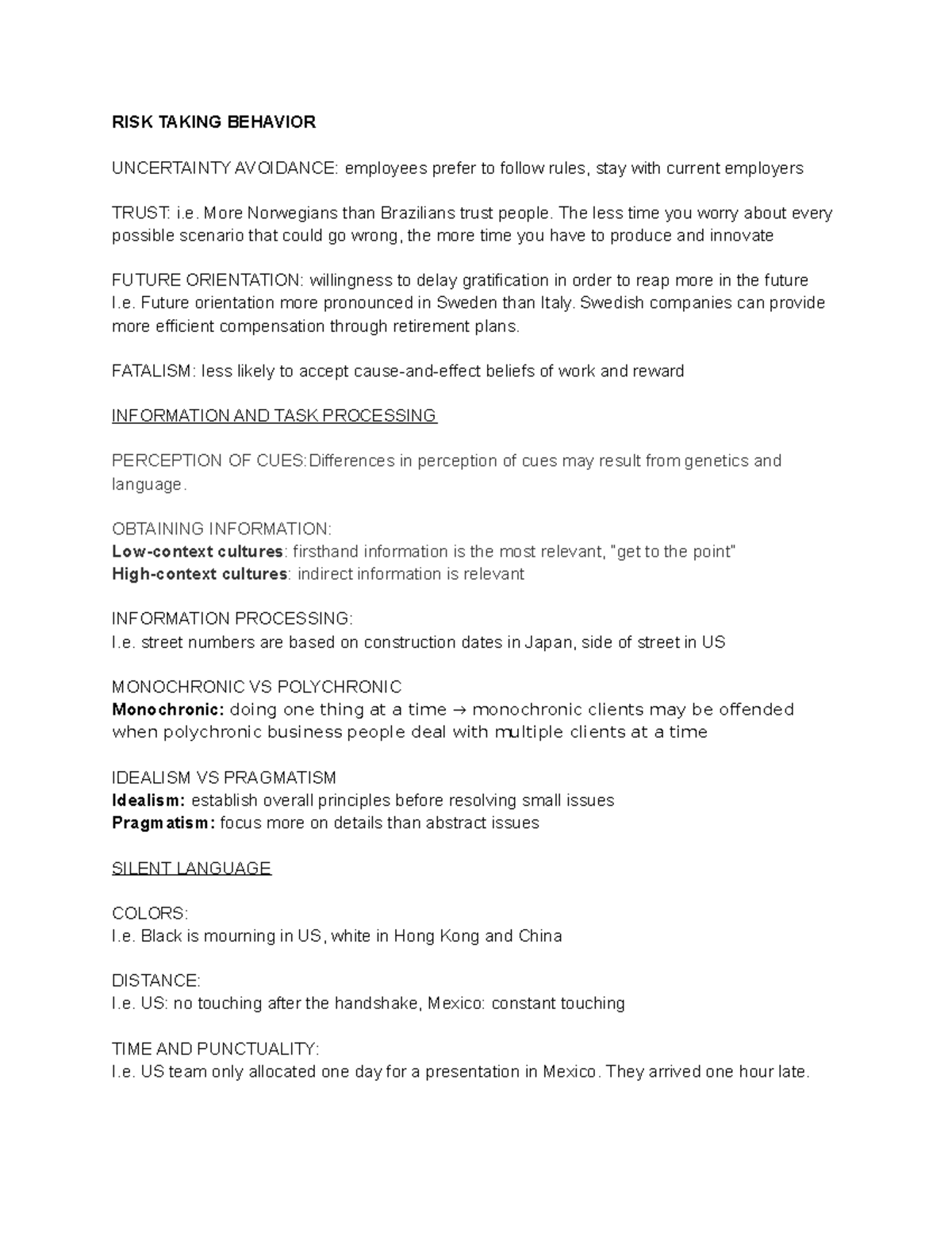 D270 Chapter 2 The Cultural Environments - RISK TAKING BEHAVIOR ...