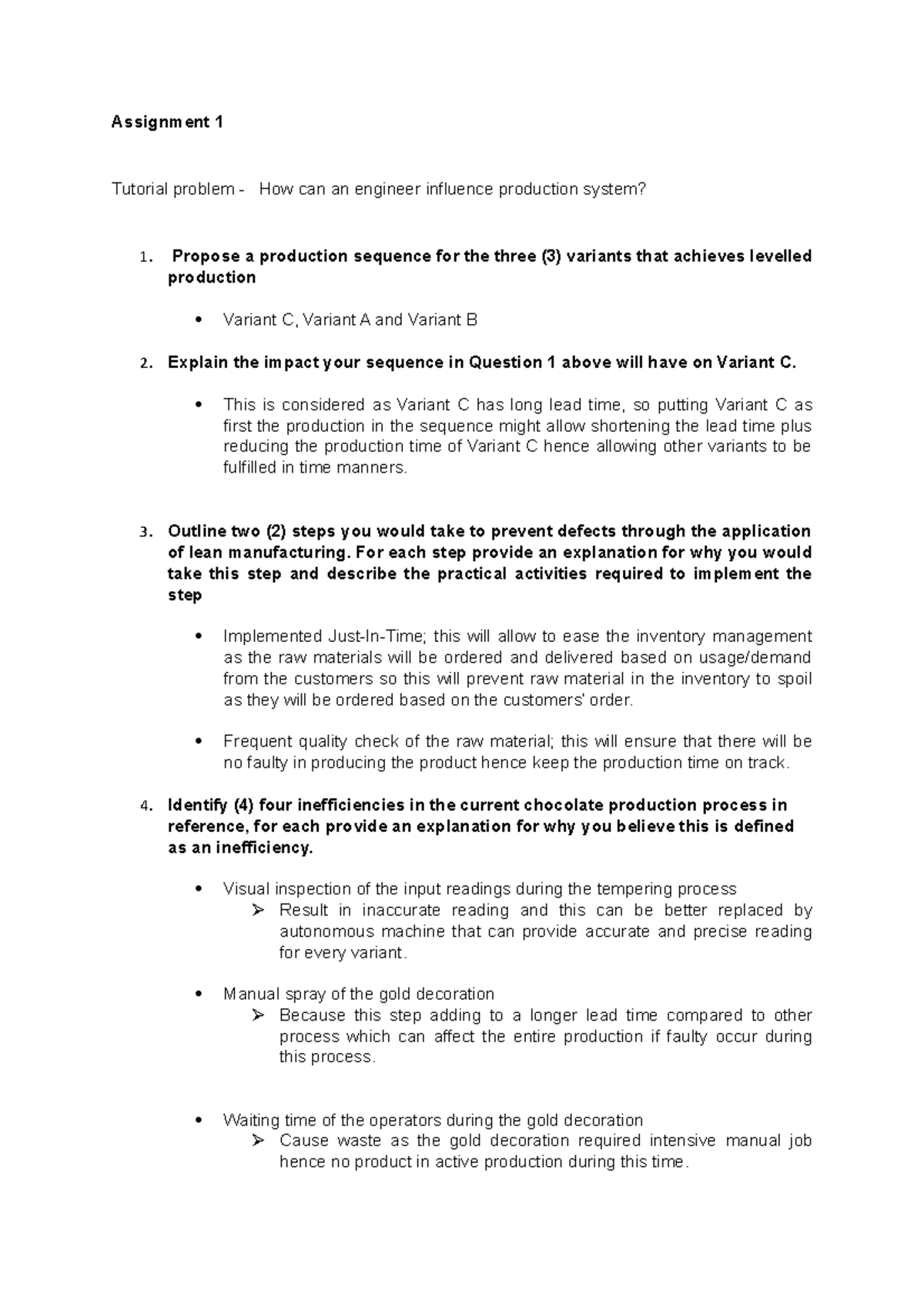 Assignment 1 AMS - Tutorial - Assignment 1 Tutorial problem - How can an engineer influence ...