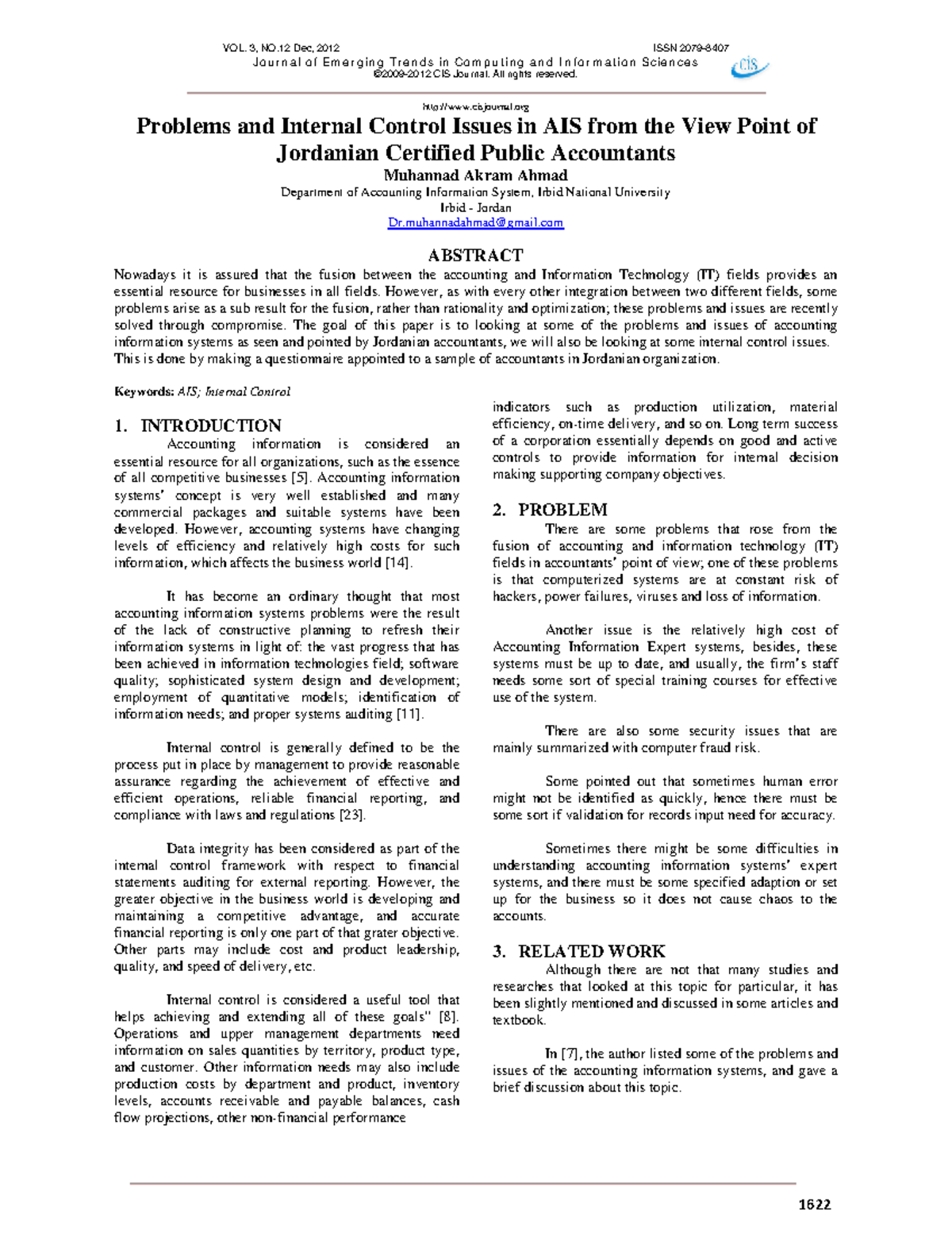 ACIS Journal - Jordanian certified public accountants - Jour n a l of ...