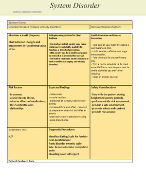Personality Disorders - System Disorder Template.docx - Student Name ...