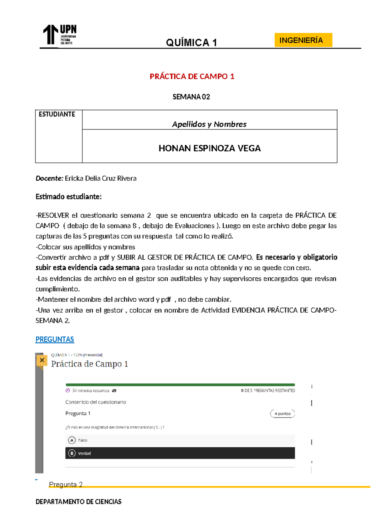 Evidencia Práctica de campo 1 - semana 02 -NRC 1229 - QUÍMICA 1 INGENIERÍA PRÁCTICA DE CAMPO 1 ...