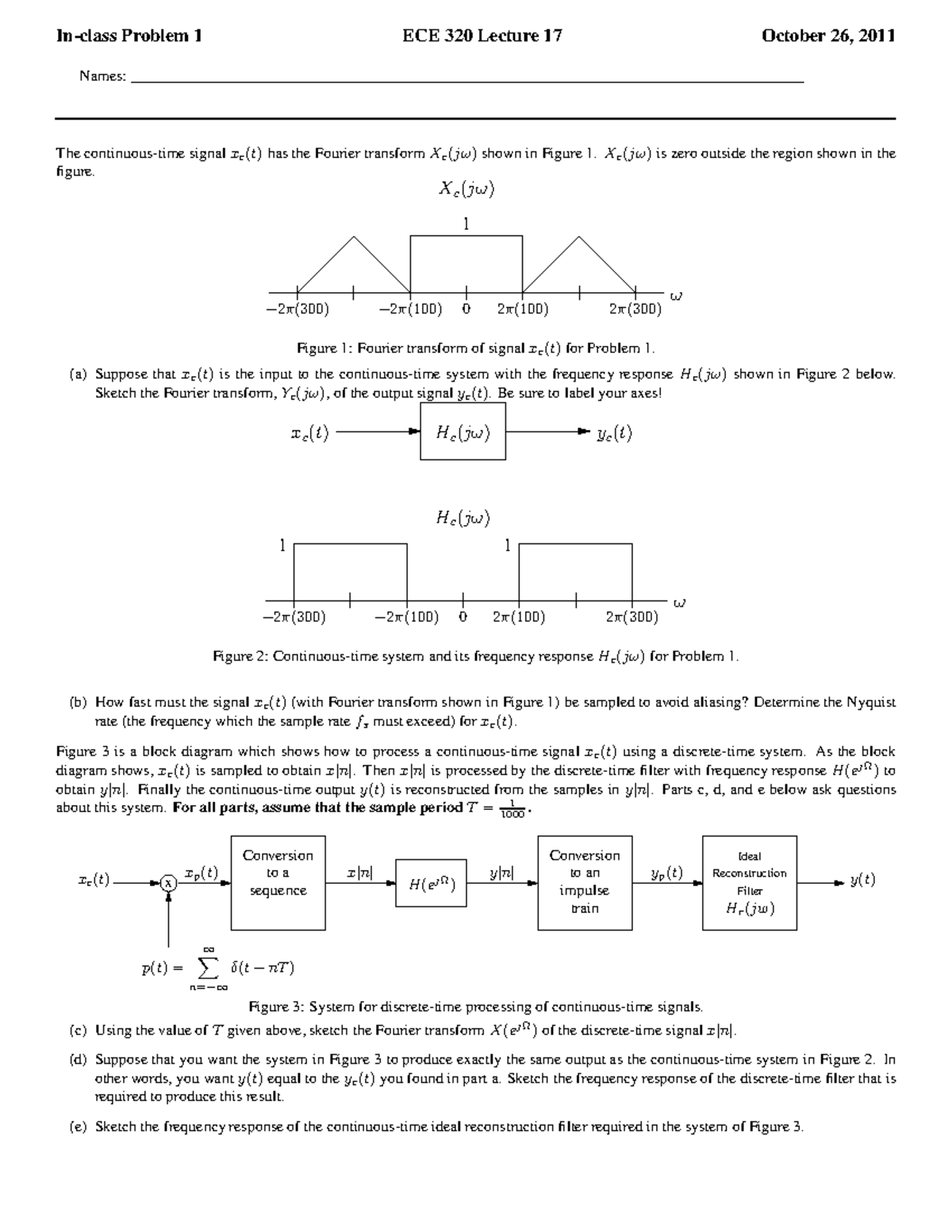 Problems In-class Lecture 17 - Problem 1 ECE 320 Lecture 17 October 26 ...