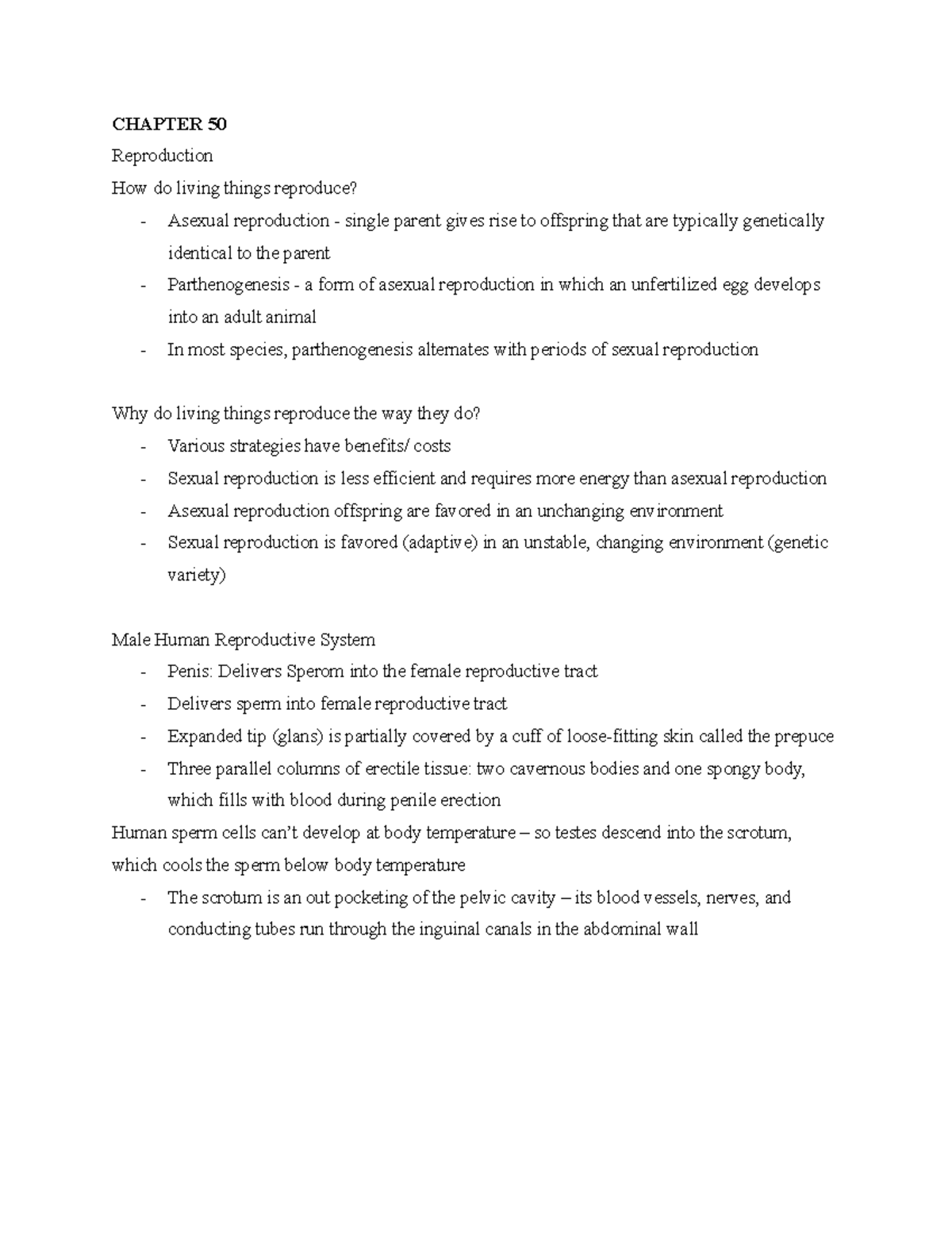 Biology Notes Reproduction - CHAPTER 50 Reproduction How do living ...