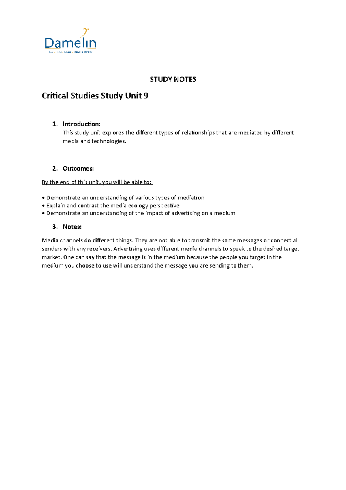 understanding of various types of mediation - STUDY NOTES Critical ...