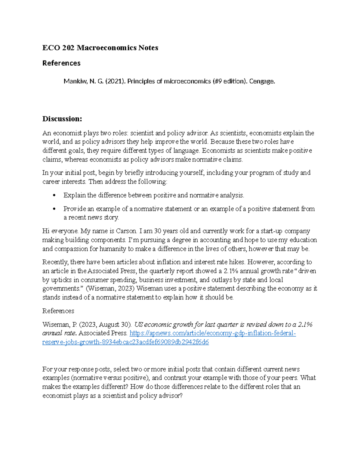 ECO 202 Macroeconomics Notes - ECO 202 Macroeconomics Notes References ...