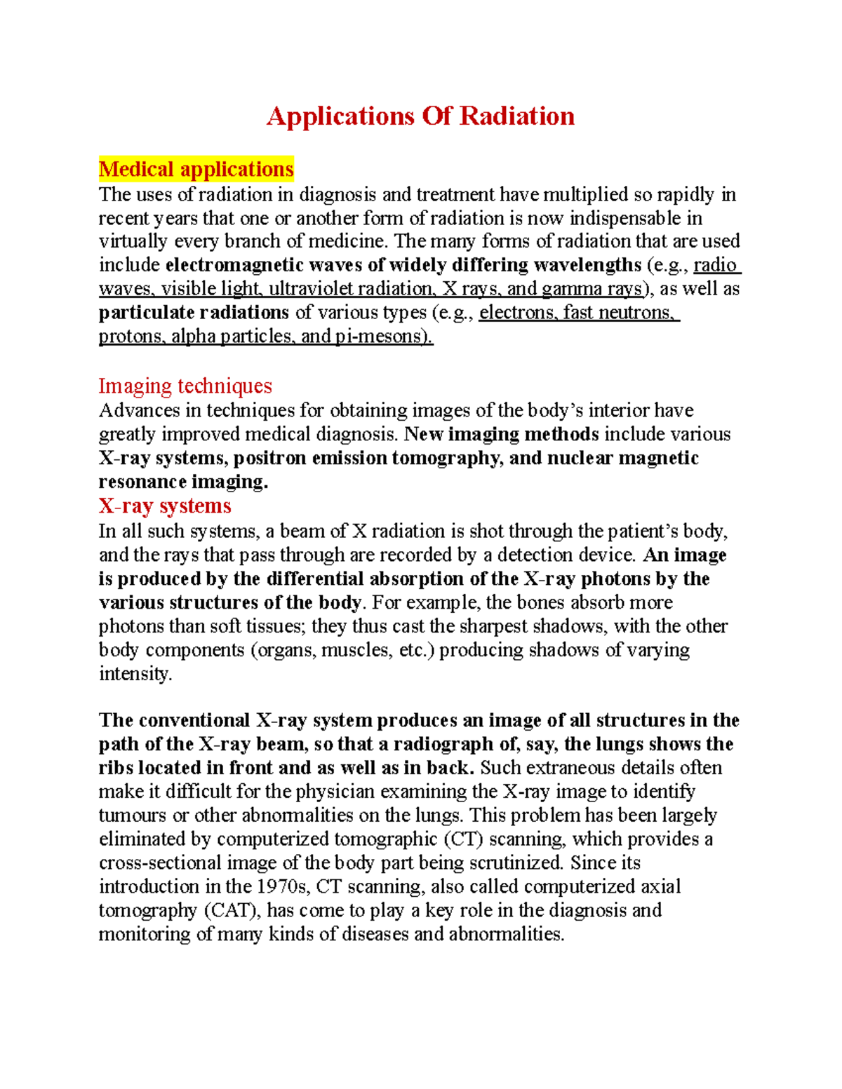 Applications Of Radiation - Applications Of Radiation Medical ...