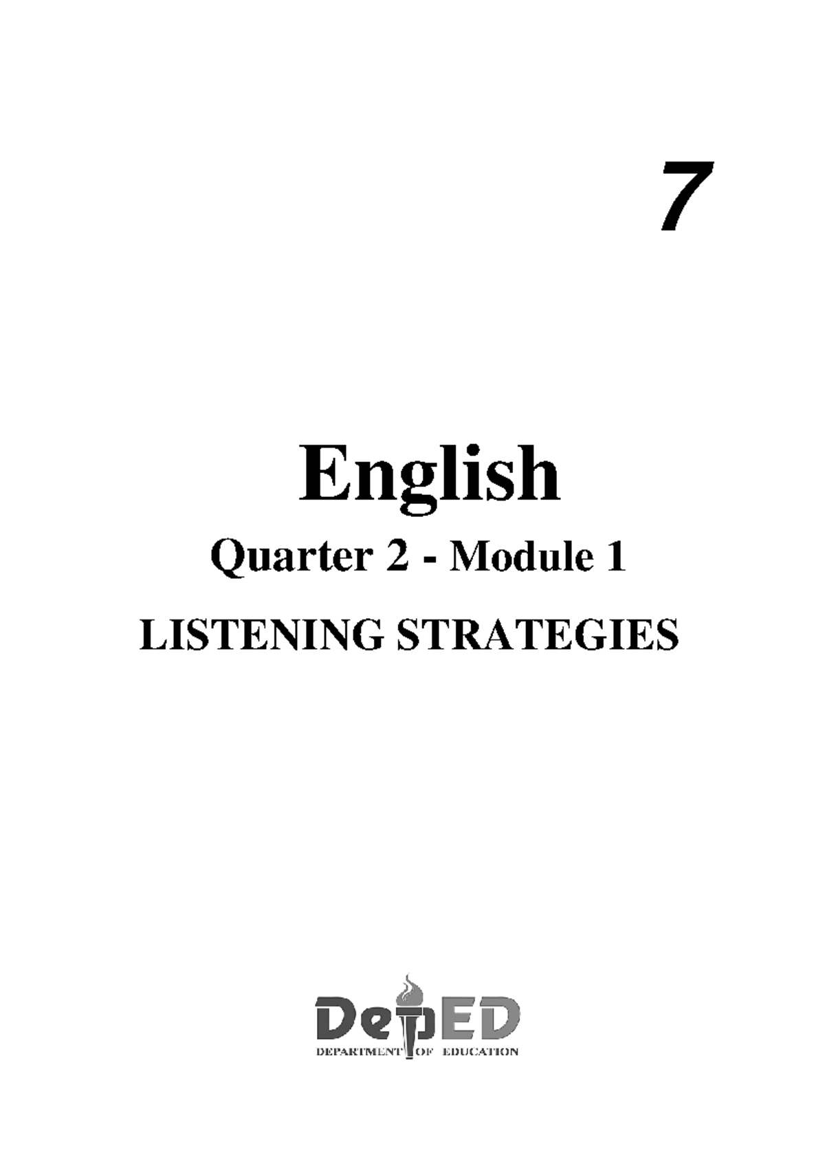 1 Q2 English Second Quarter Module 1 For Grade 7 Class 7 English