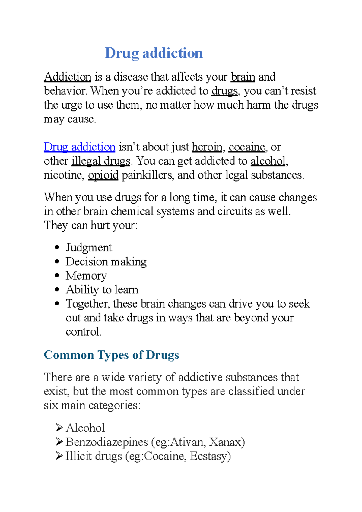 Cology-03-1 - This is an assignment on t drug addiction - Drug ...