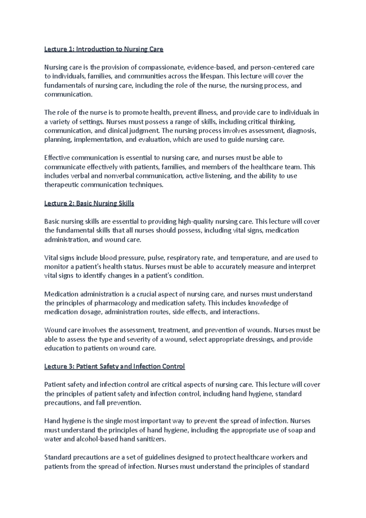 Nursing Care Fundamentals - Lecture 1: Introduction to Nursing Care ...