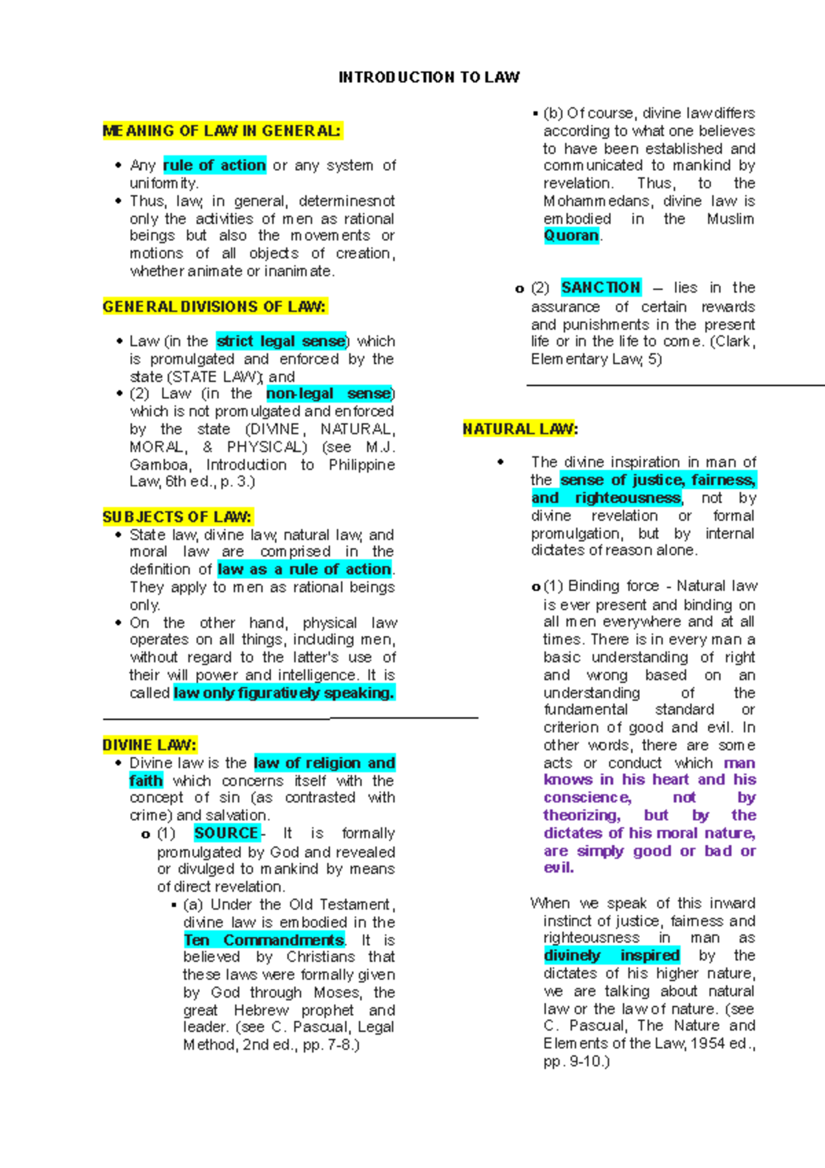 ObliCon Introduction (Week 1 Revised Notes) - INTRODUCTION TO LAW ...