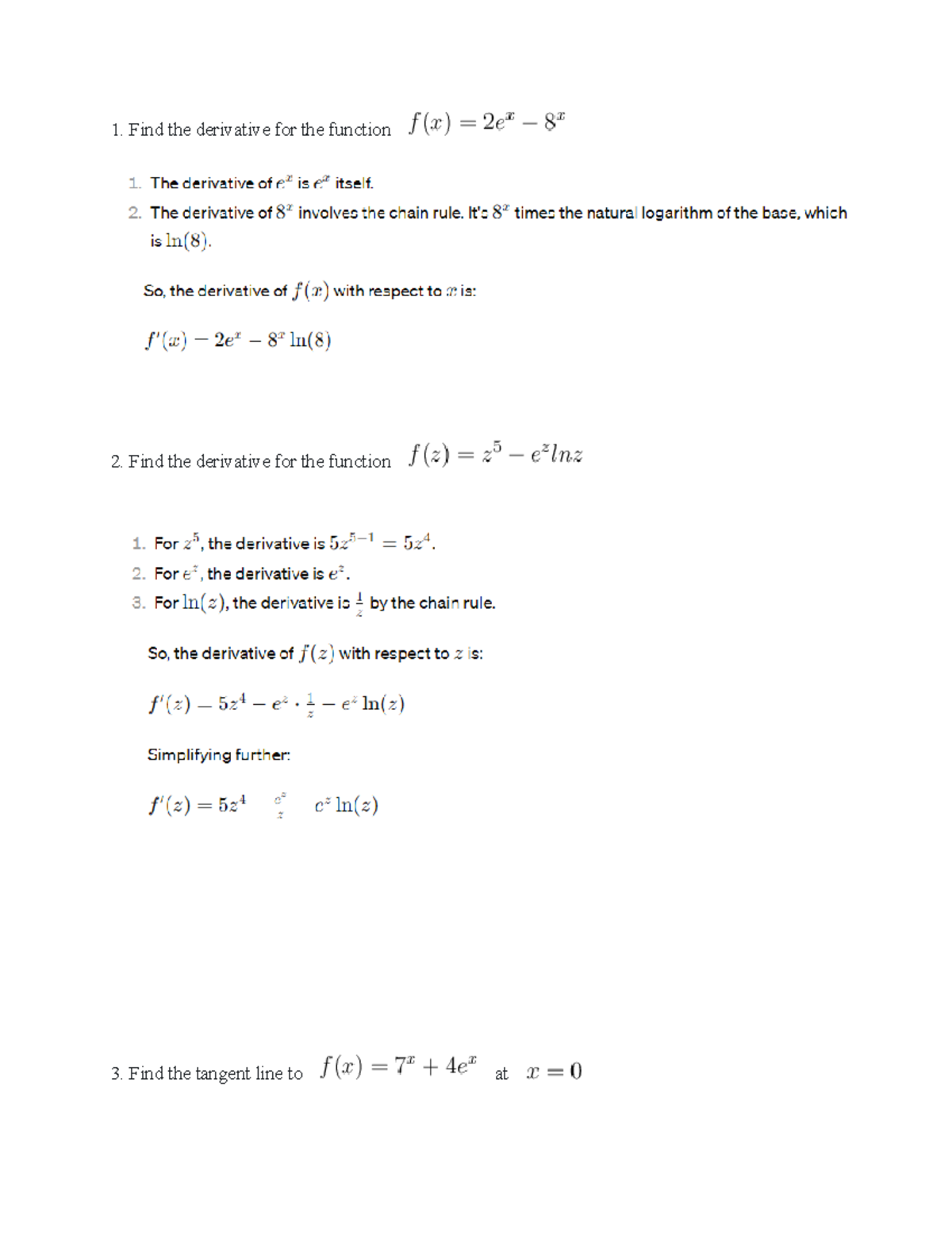 Math 1211 Written Assignment Unit 5 - Find the derivative for the function Find the derivative ...