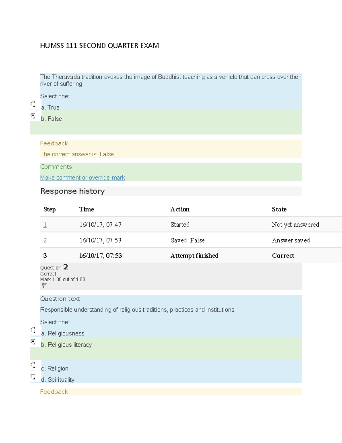 Humss 111 Second Quarter EXAM - HUMSS 111 SECOND QUARTER EXAM The ...