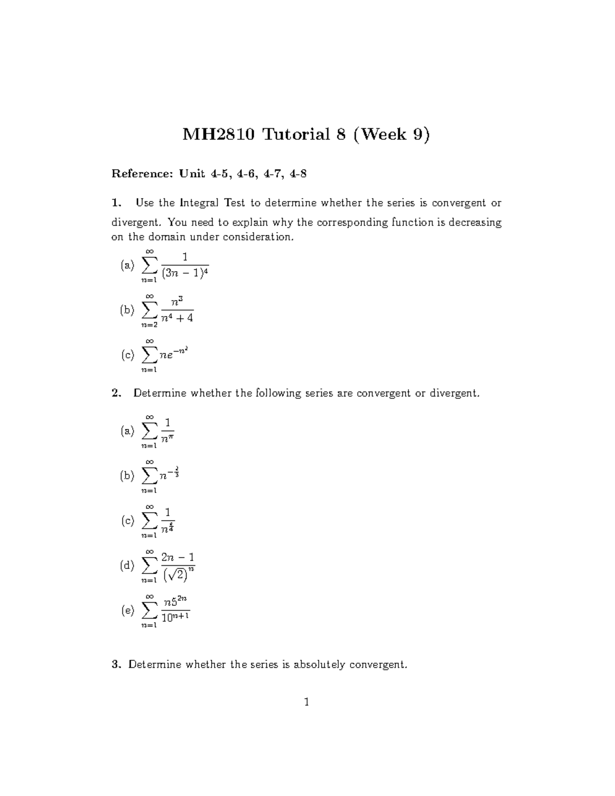 Tutorial 8 - MH2810 Tutorial 8 (Week 9) Reference: Unit 4-5, 4-6, 4-7 ...
