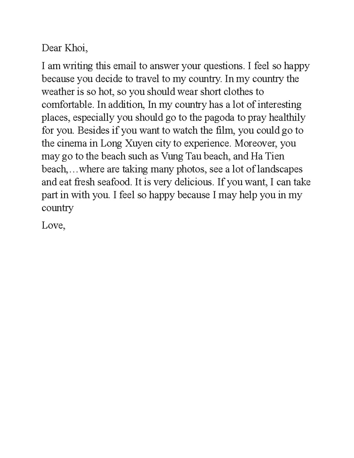 Dear Khoi - ssd - Dear Khoi, I am writing this email to answer your ...